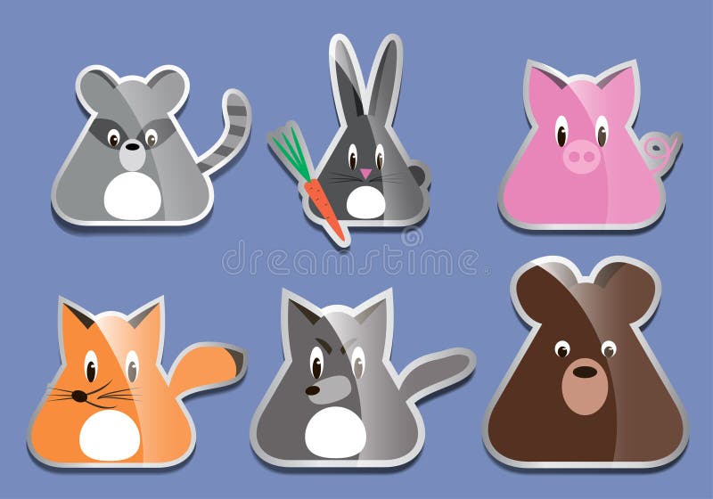 Cartoon Animals Triangular Shape Stock Illustration - Illustration of ...