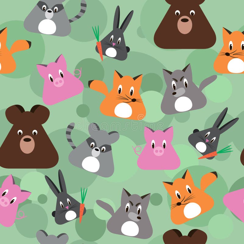 Cartoon Animals Triangular Shape Stock Illustration - Illustration of ...