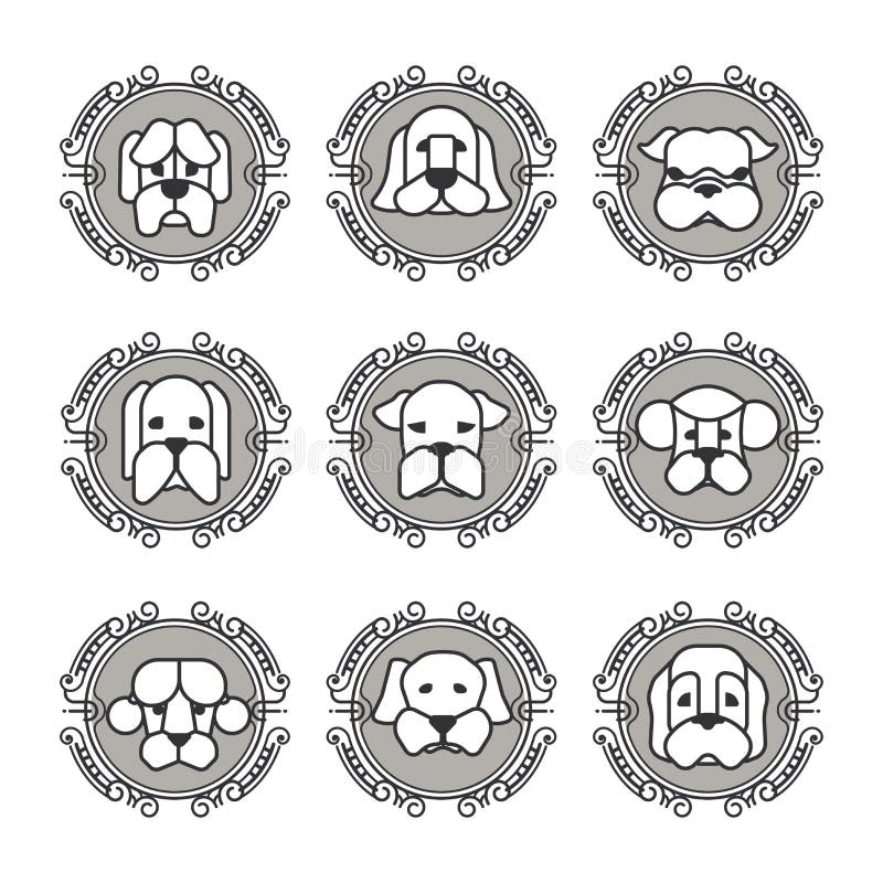Pets Vector Icons - Dogs Elements Stock Vector - Illustration of cute ...