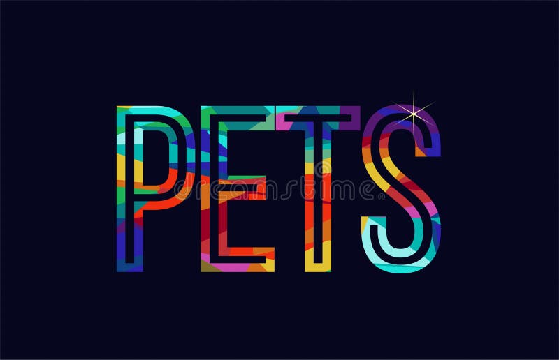 Pets Word Typography Design in Rainbow Colors Logo Stock Vector ...