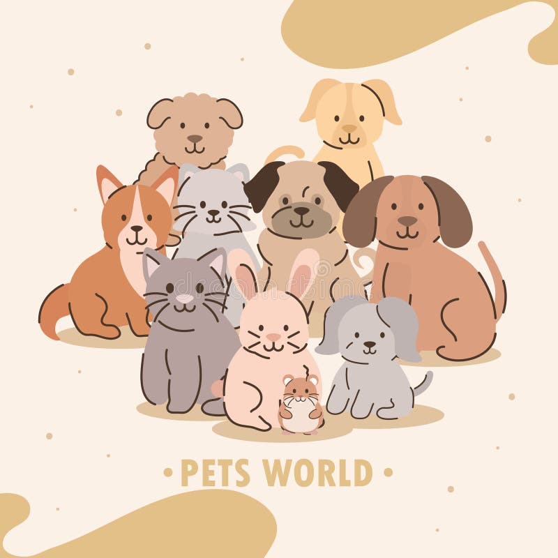 Pets world poster stock vector. Illustration of card - 236211374