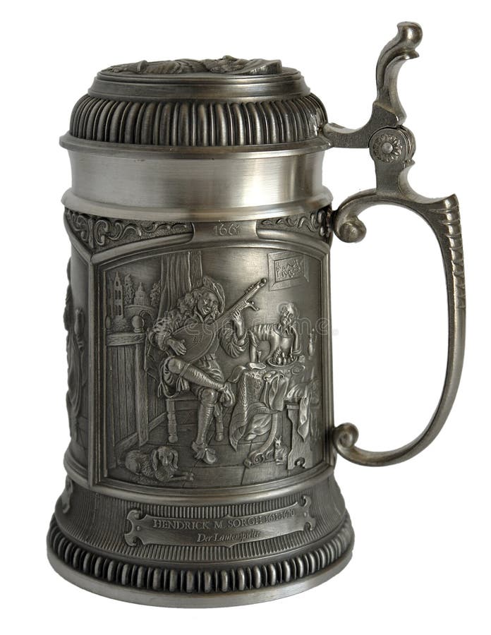 Pewter Beer Tankard with Bas-relief Stock Photo - Image of alcohol ...