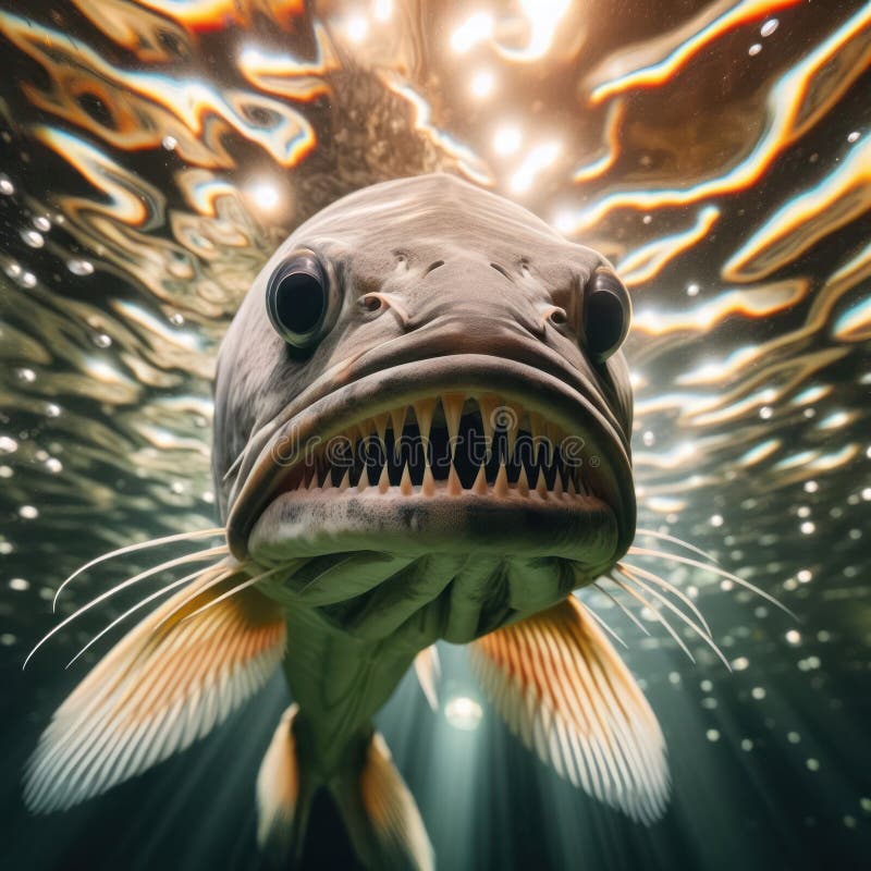 Pez Con Dientes Grandes Cerrado. Stock de ilustración - Ilustración de ...