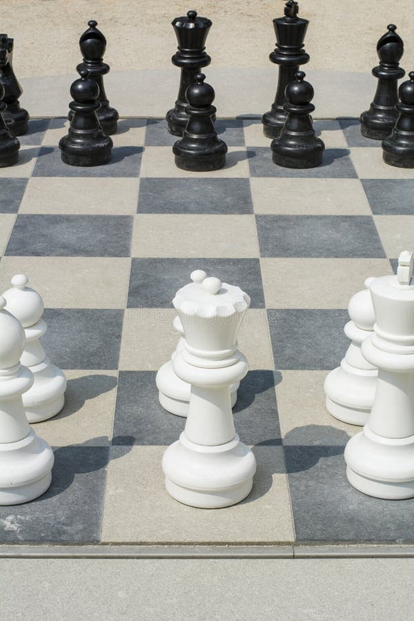 Pezzi Degli Scacchi in Bianco E Nero Sulla Scacchiera Della Via ...