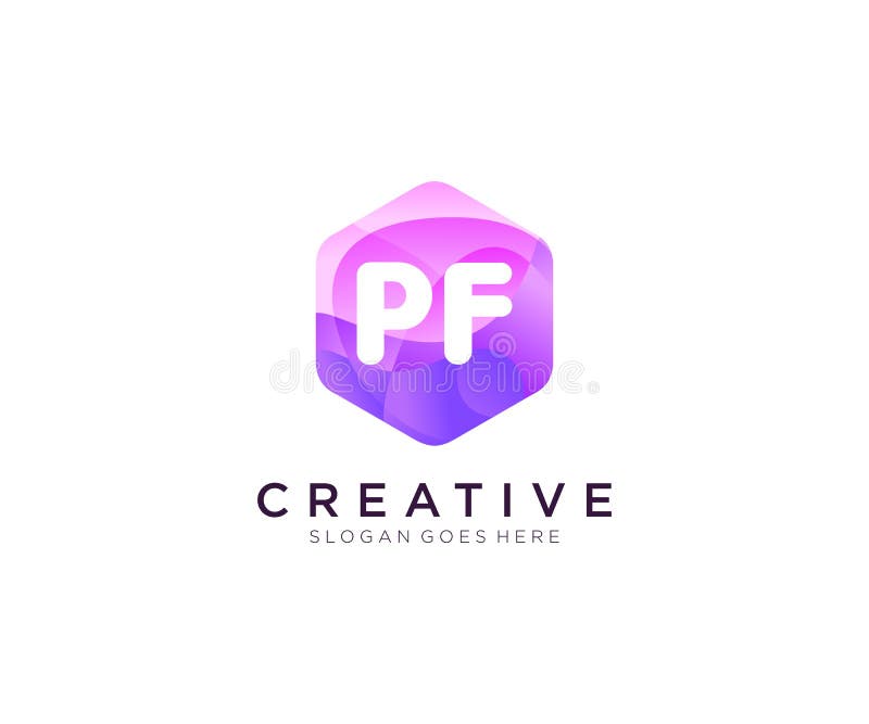 PF Initial Logo with Colorful Hexagon Modern Business Alphabet Logo ...