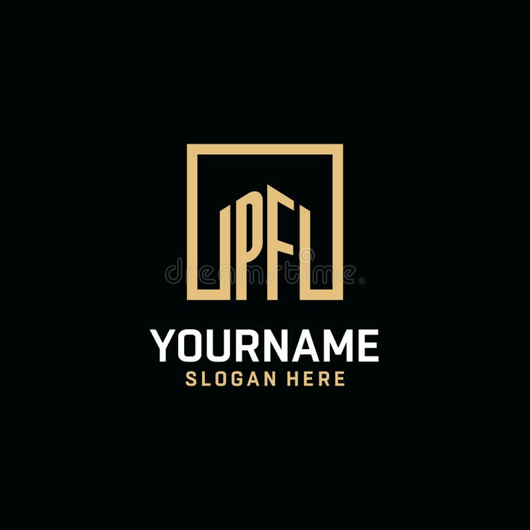 PF Initial Monogram Logo Design with Square Shape Design Ideas Stock ...