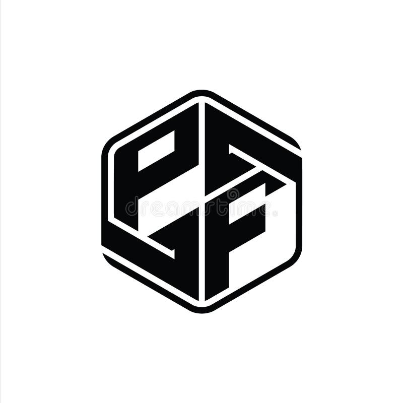 PF Logo Monogram Hexagon Shape with Ornament Abstract Isolated Outline ...