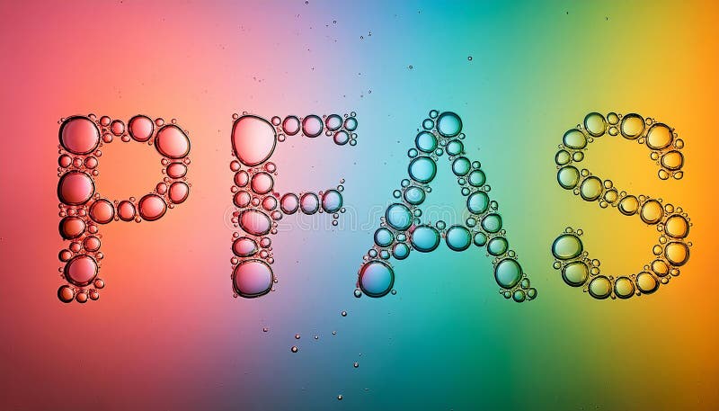 PFAS Spelled Out in Bubbles Against a Colorful Gradient Background ...