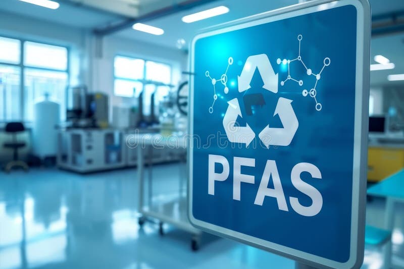 PFAS Warning Sign in Minimalist Lab Setting, Environmental Pollution ...