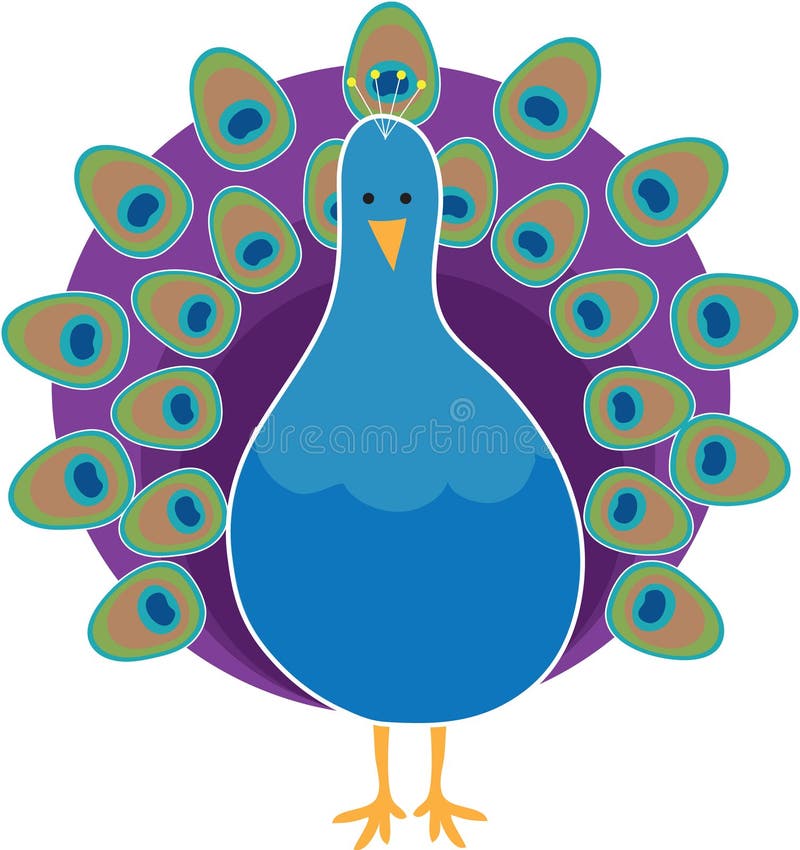 Schöner Pfau Der Karikatur Auf Weißem Hintergrund Vektor Abbildung ...
