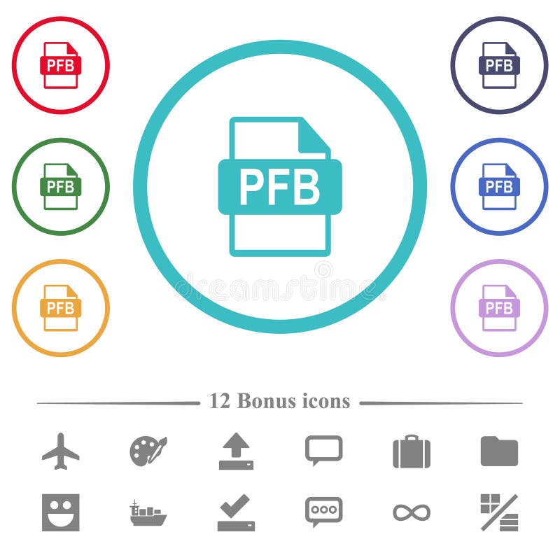 PFB File Format Flat Color Icons in Circle Shape Outlines Stock Vector ...