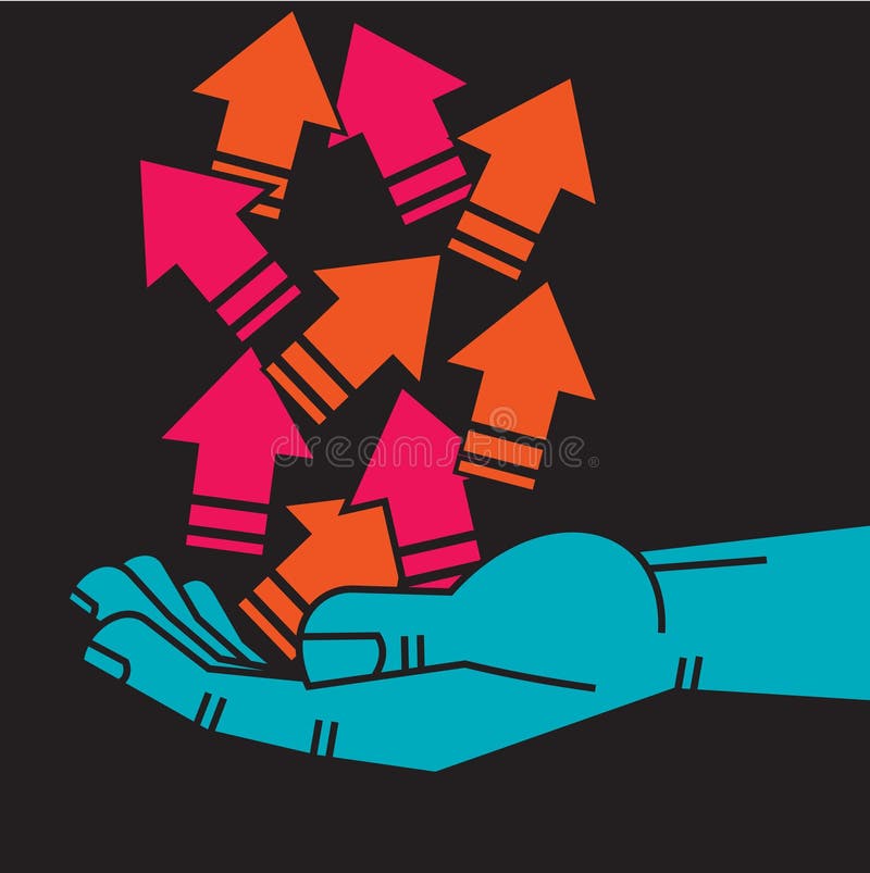 Pfeil mit der Hand vektor abbildung. Illustration von horizontal - 28514697