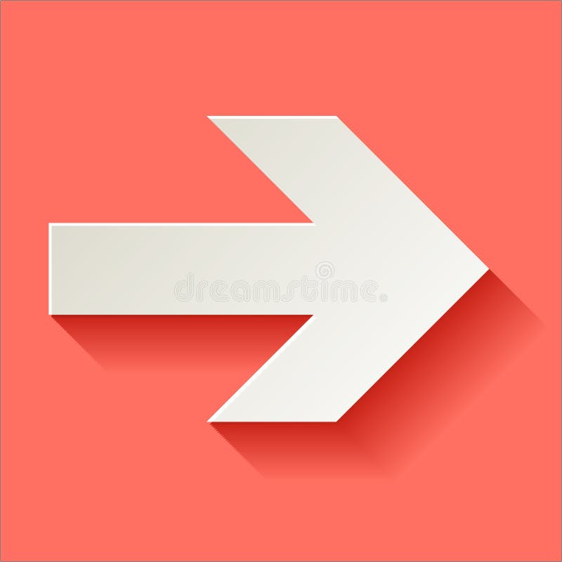 White Next Paper Arrow Vector White Symbol on a Coral Color Background ...