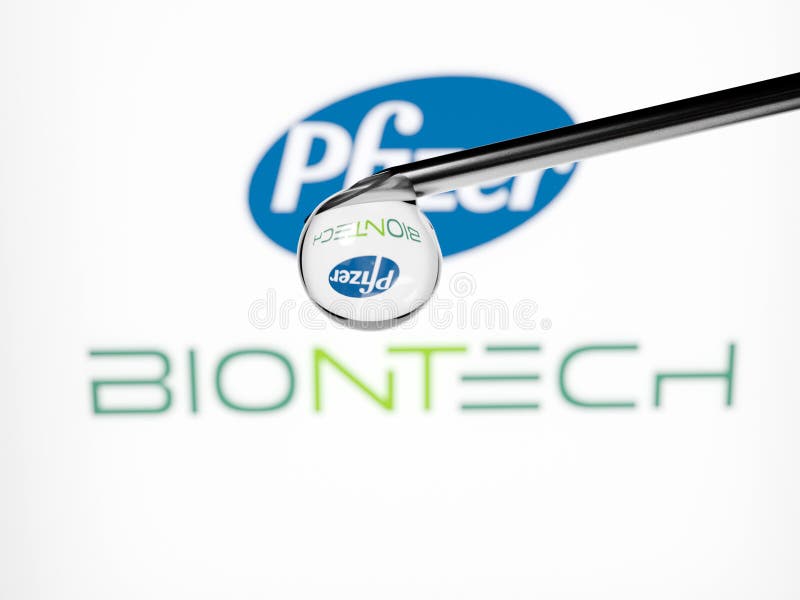 Pfizer, Biontech - Needle Drop Logo Concept Editorial Photo - Image of ...