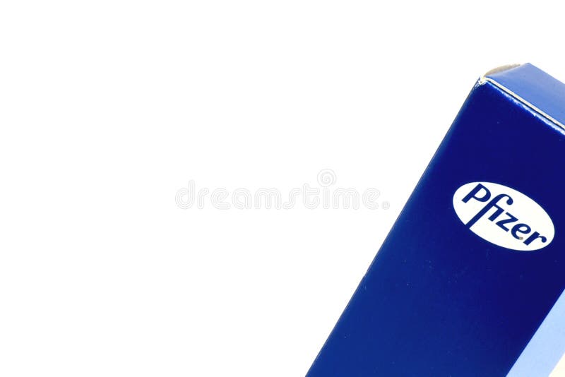 Pfizer Logo on the Medicine Box. Pfizer Inc. is an American ...