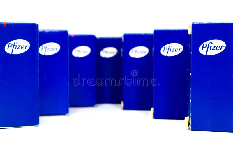 Pfizer Logo on the Medicine Boxes. Pfizer Inc Editorial Stock Image ...