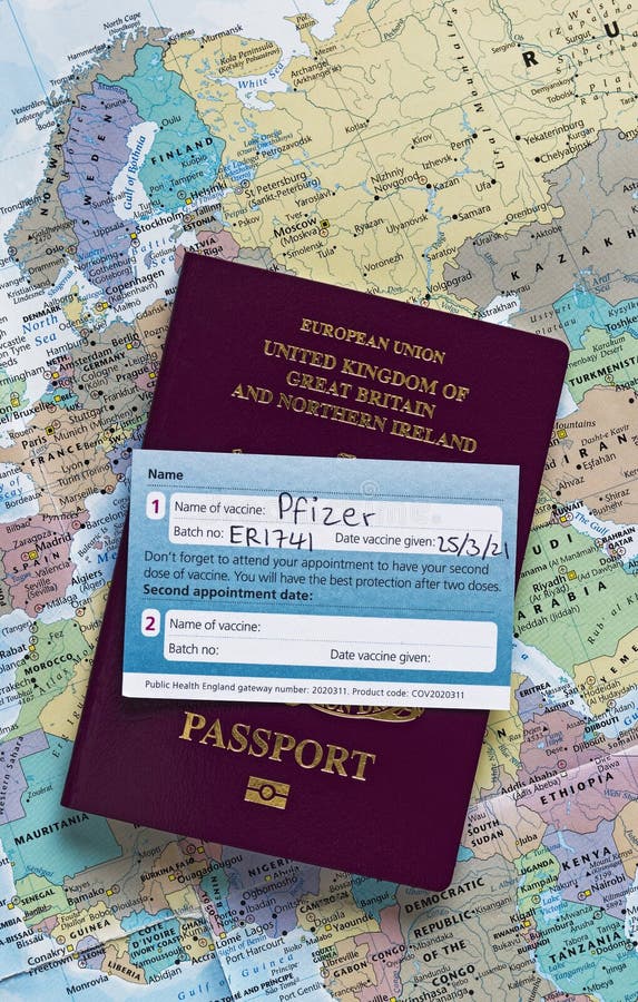 Pfizer Vaccine Card on UK Passport Editorial Photography - Image of ...
