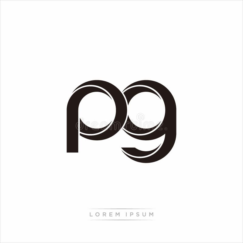 Pg Initial Letter Split Lowercase Modern Monogram Linked Outline ...