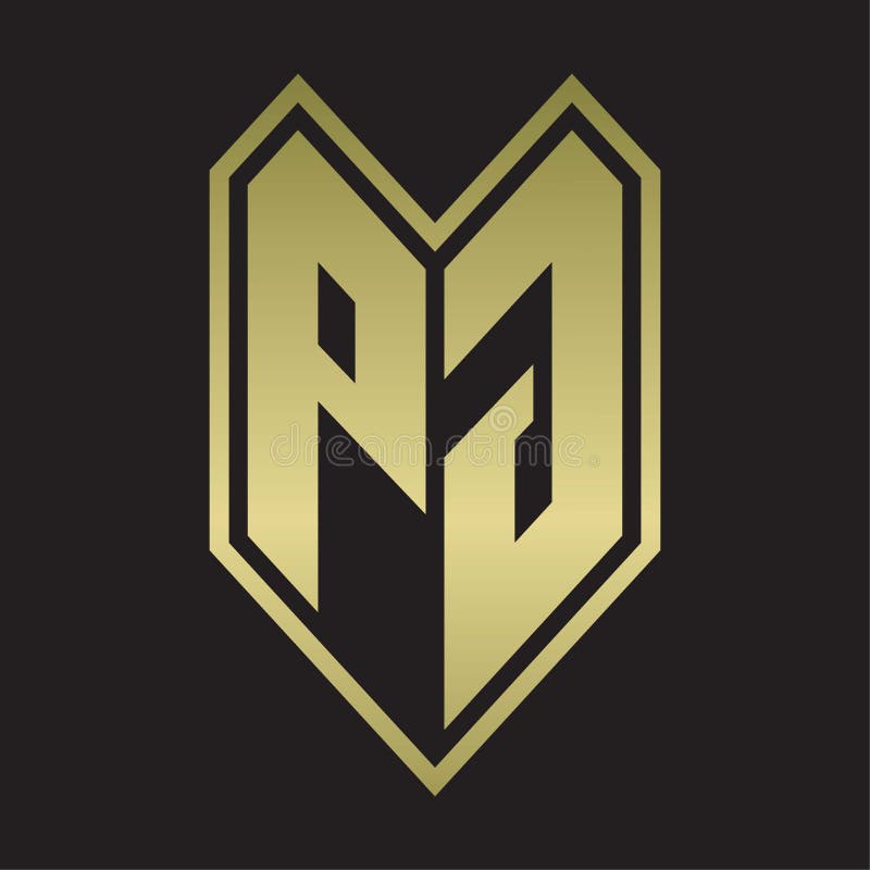 PG Logo Monogram with Emblem Line Style Isolated on Gold Colors Stock ...