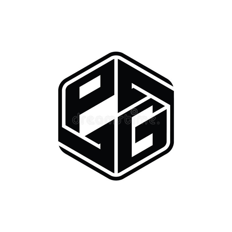 PG Logo Monogram Hexagon Shape with Ornament Abstract Isolated Outline ...
