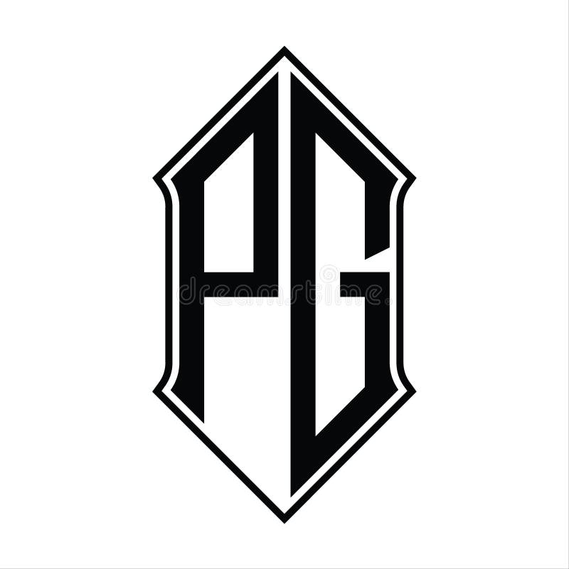 PG Logo Monogram with Shieldshape and Outline Design Template Vector ...