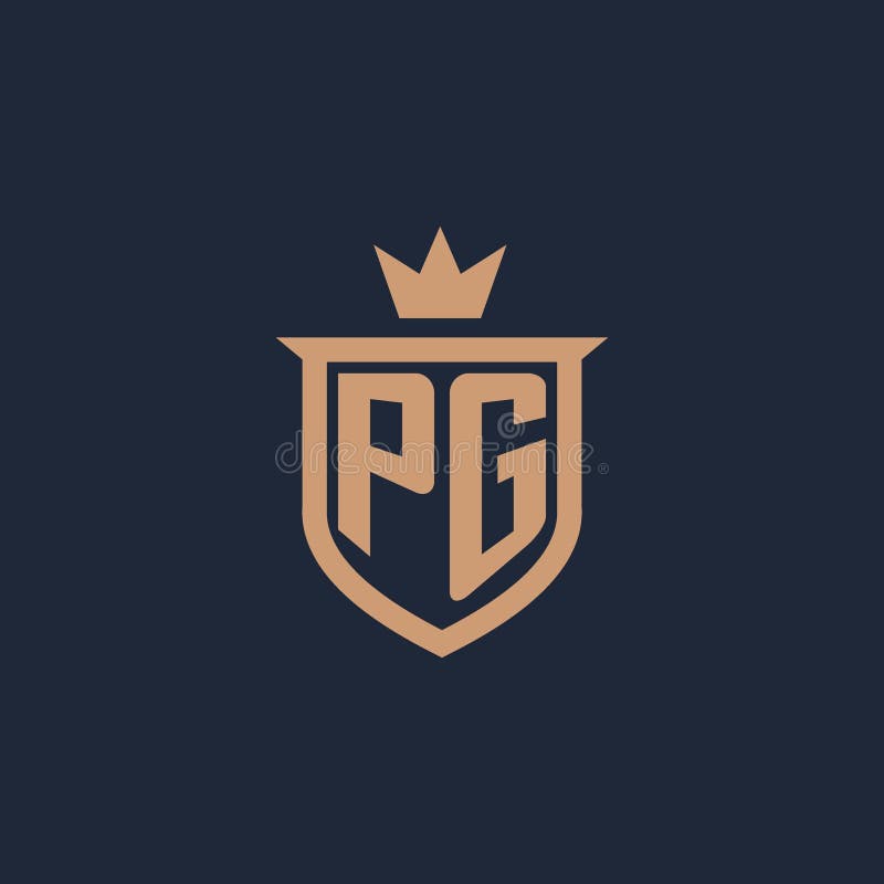 PG Monogram Initial Logo with Shield and Crown Style Stock Illustration ...