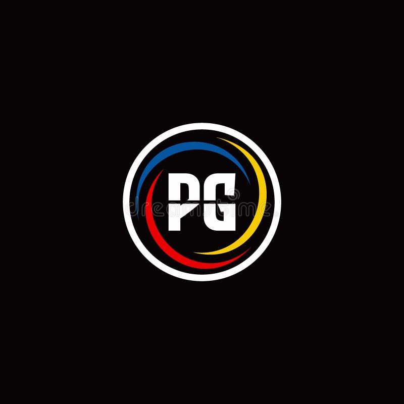 PG Monogram Logo Isolated on Circle Shape with 3 Slash Colors Rounded ...