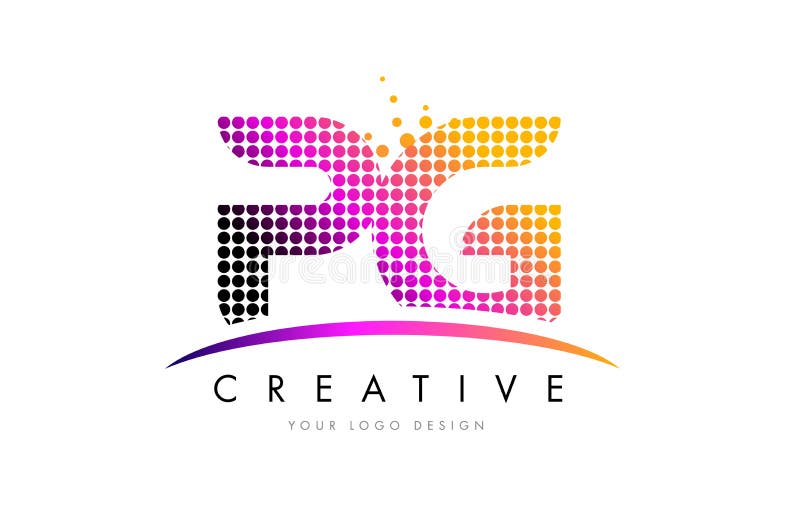 PG P G Letter Logo Design with Magenta Dots and Swoosh Stock Vector ...