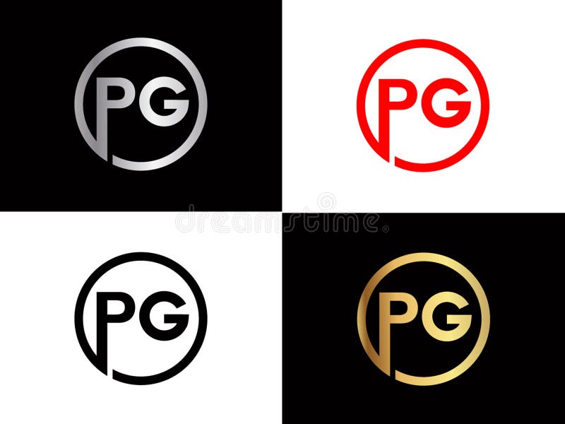 PG Square Shape Letter Logo Design in Silver Gold Color Stock Vector ...