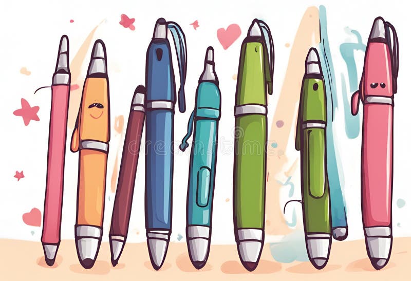 Pen for Bold Writing.Cartoon Retro Abstract Art.AI Generated Stock ...