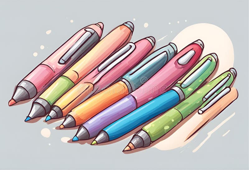 Pen for Precise Writing.Cartoon Retro Abstract Art.AI Generated Stock ...