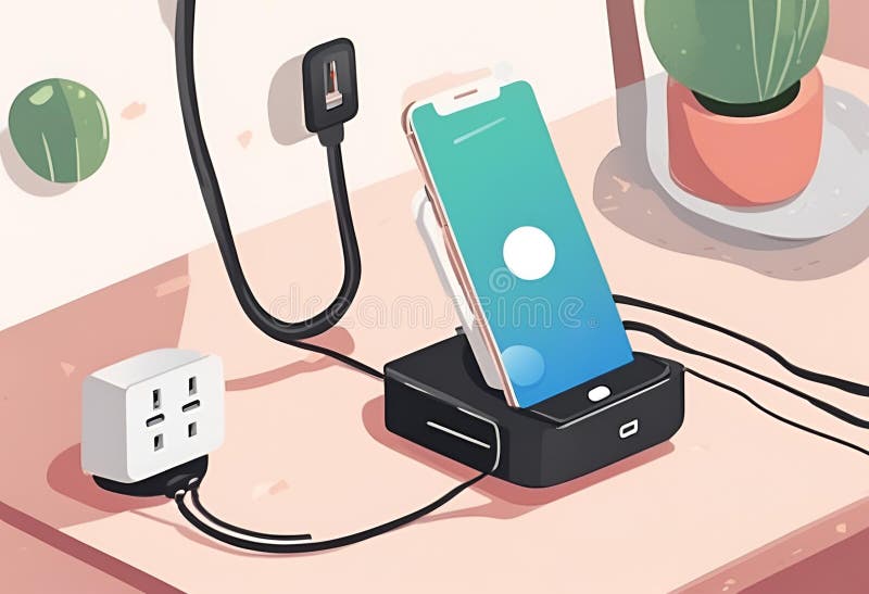 Modern Phone Charging Dock and Connector Samples.Cartoon Retro Abstract ...