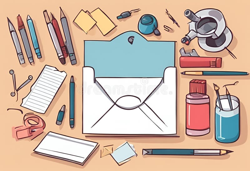 Stationery for Organized Letter Writing.Cartoon Retro Abstract Art.AI ...