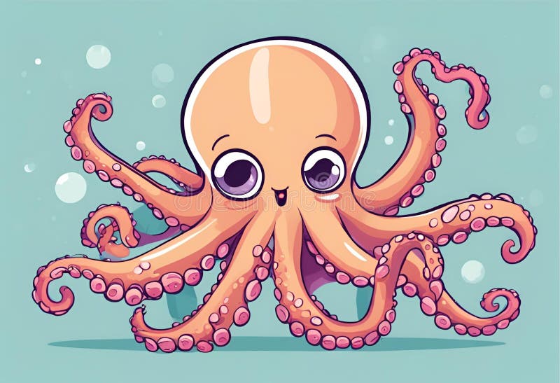 The Eight-armed Octopus Displays Bright Colors and Patterns.Cartoon ...