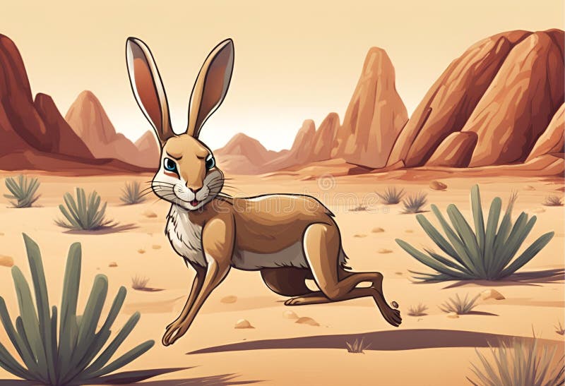Rabbit Living and Foraging in the Desert.Cartoon Abstract Art.AI ...