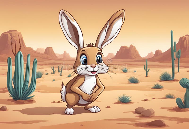 Rabbit Living and Foraging in the Desert.Cartoon Abstract Art.AI ...