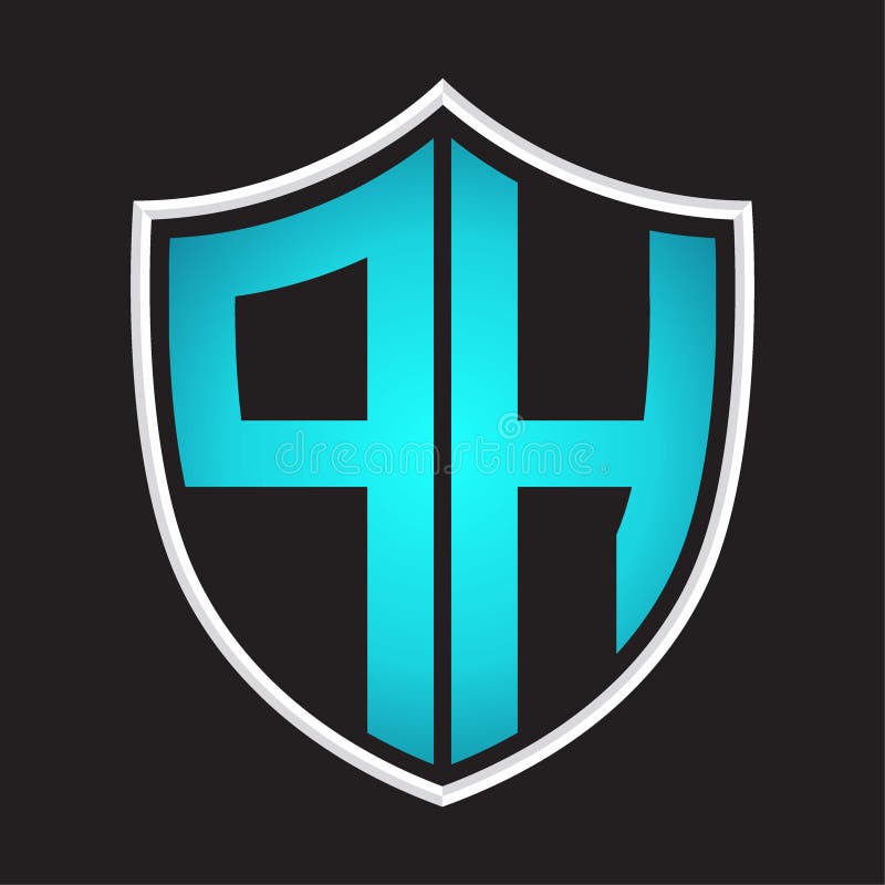 PH Logo Monogram with Shield Shape Isolated Blue Colors on Outline ...