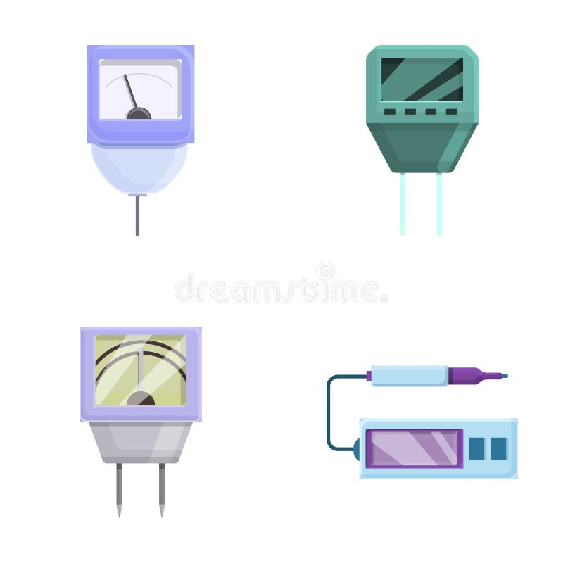 Ph Measure Icons Set Cartoon Vector. Digital Chemical Ph Meter Stock ...