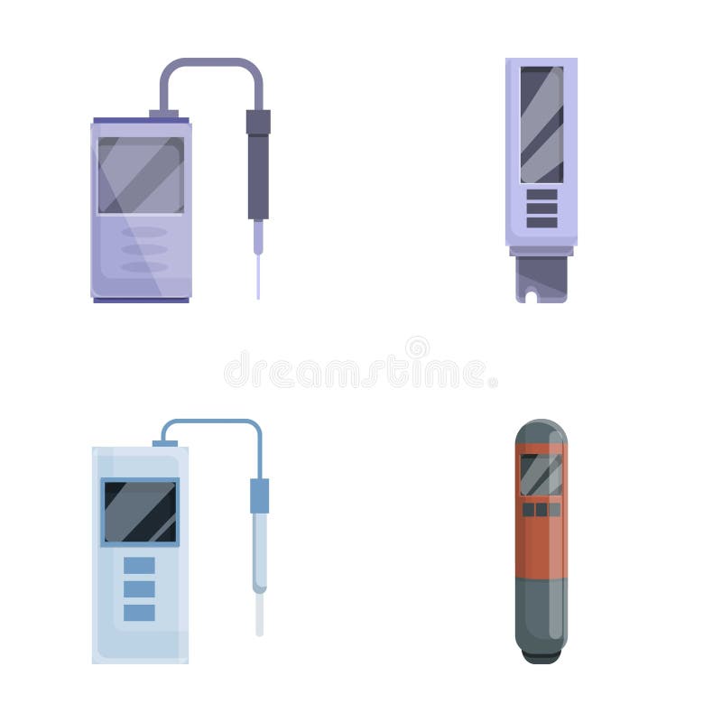 Ph Meter Icons Set Cartoon Vector. Digital Chemical Ph Meter Stock ...