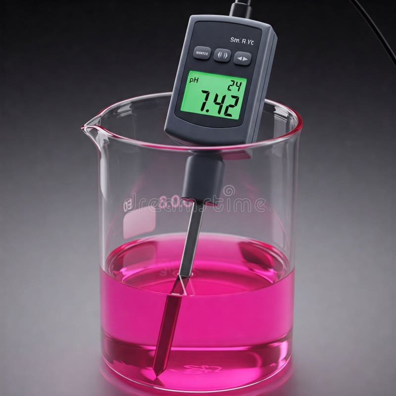 PH Meter Measuring Pink Solution (Generated with AI) Stock Illustration ...