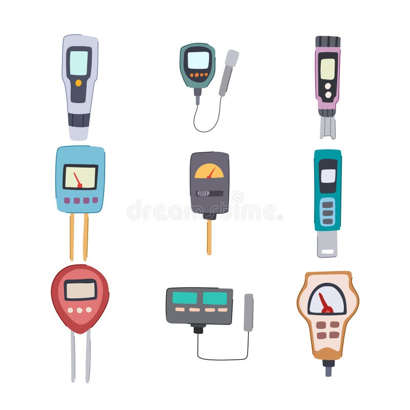 Ph Meter Set Cartoon Vector Illustration Stock Vector - Illustration of ...