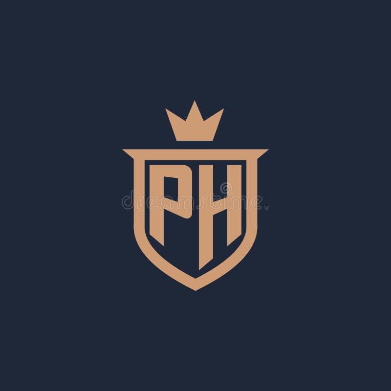 PH Monogram Initial Logo with Shield and Crown Style Stock Vector ...