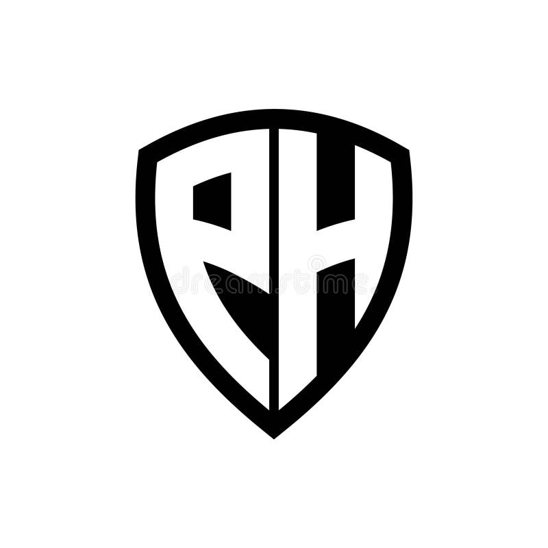 PH Monogram Logo with Bold Letters Shield Shape with Black and White ...