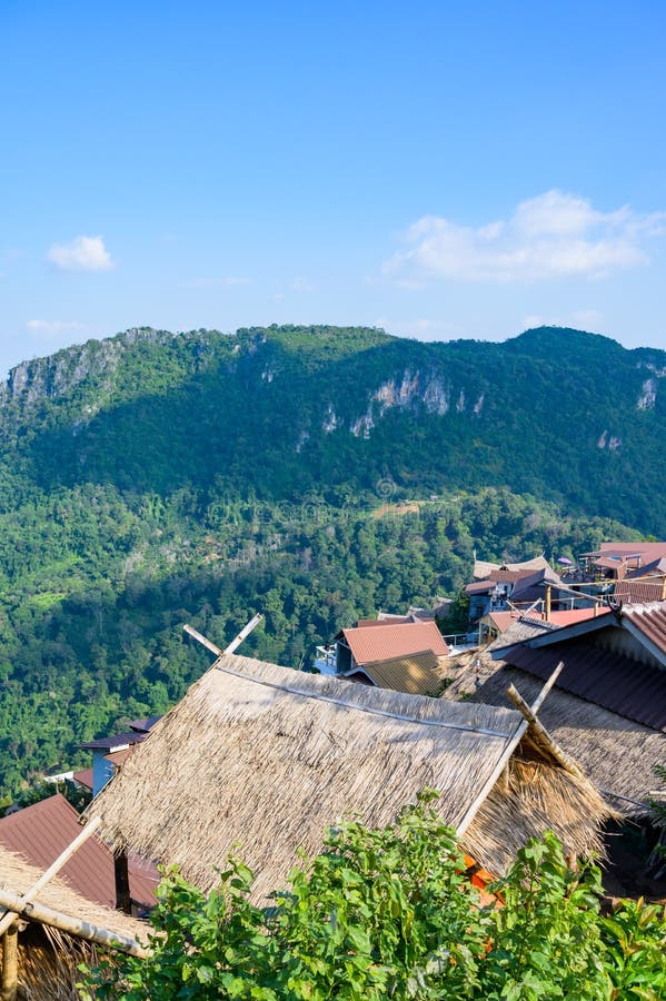 Pha Hi Village on the Mountain Stock Image - Image of country, building ...