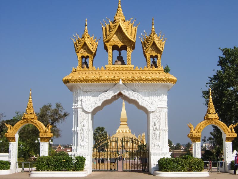 Pha that Luang Stupa at Laos Stock Image - Image of buddha, laos: 233058333