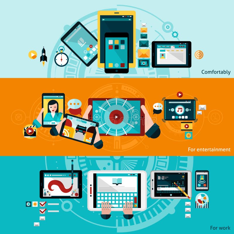 Phablet Banners Set stock vector. Illustration of message - 209630062