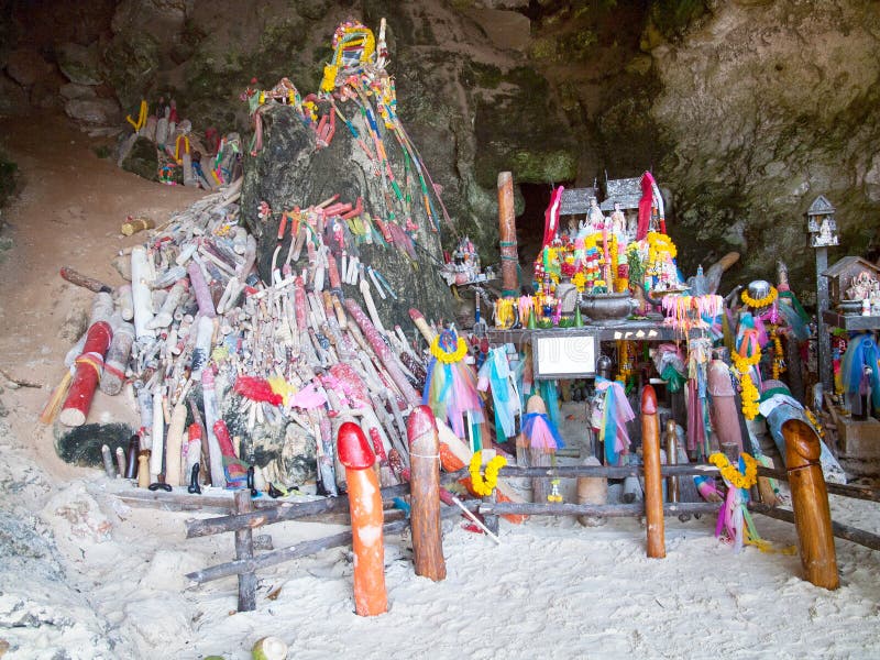 Phallus Shrine at Railay Beach, Thailand Stock Image - Image of railay ...