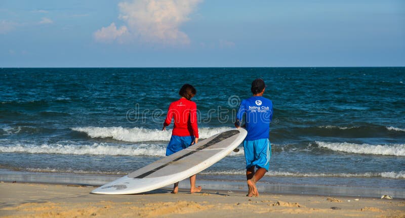 Surf School Students Training on Beach Editorial Stock Image - Image of ...
