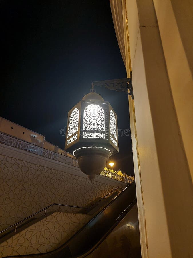 Phanous lamp in mosque stock image. Image of wood, floor - 271850265
