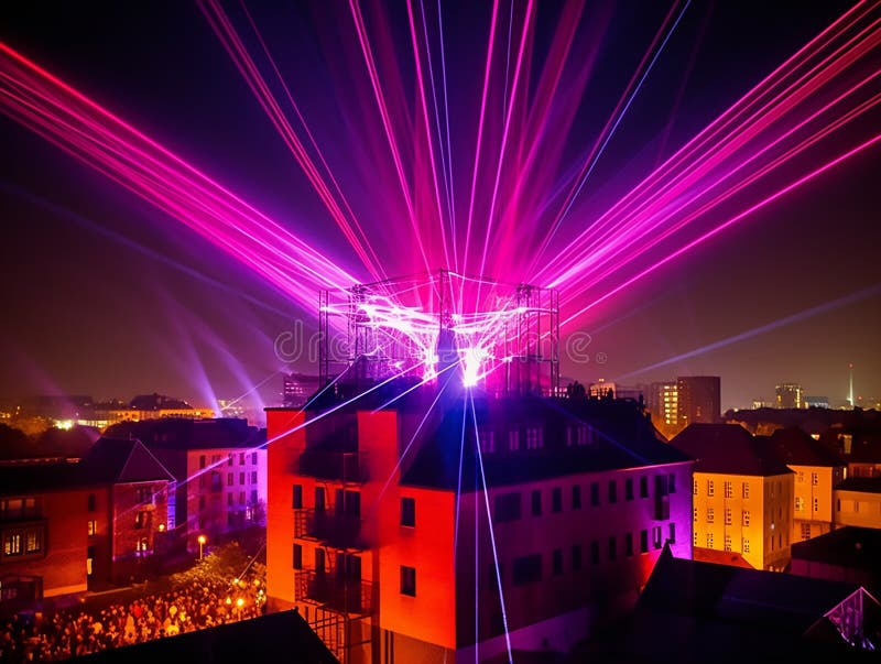 Phantastic Pink and Blue Colored Lasershow.Generative AI Stock ...